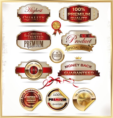 Nine premium quality labels Royalty Free Vector Image