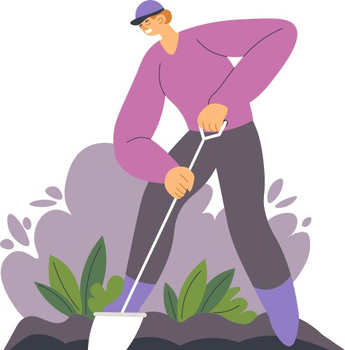 Shovel digging the soil Royalty Free Vector Image