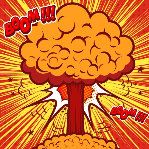 Nuclear explosion in cartoon style on comic Vector Image