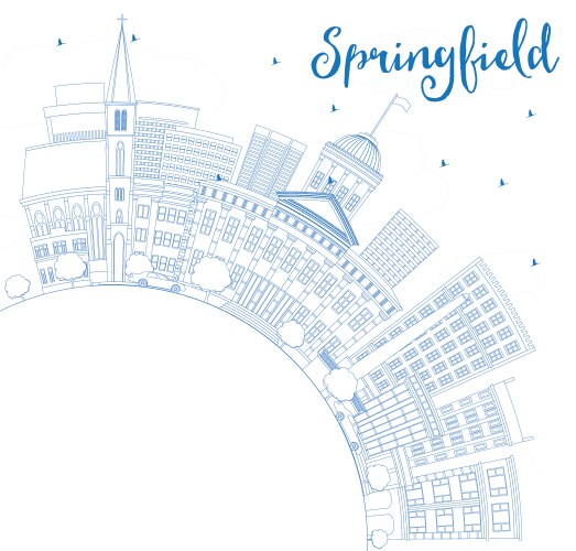 Springfield skyline with gray buildings Royalty Free Vector