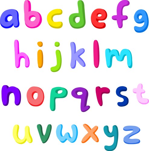 Cartoon alphabet small letter font train Vector Image