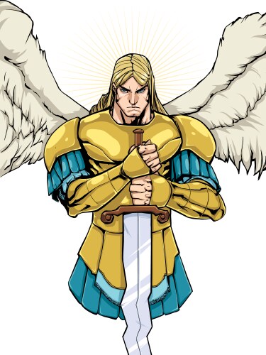 Archangel michael standing Royalty Free Vector Image