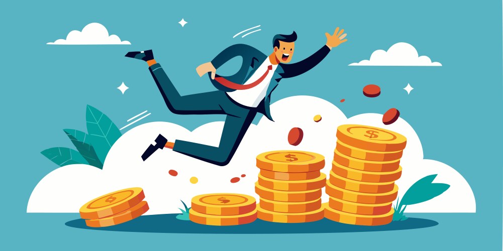 Financial instability businessman coin tumble Vector Image