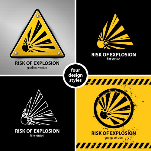 Set of yellow warning signs Royalty Free Vector Image
