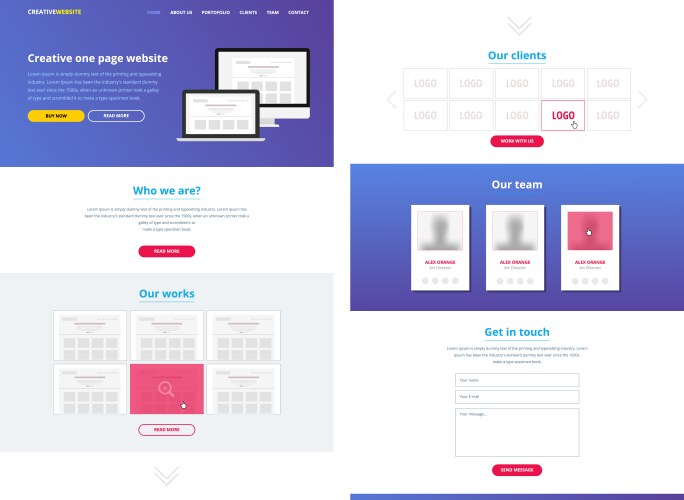 One page website template design Royalty Free Vector Image