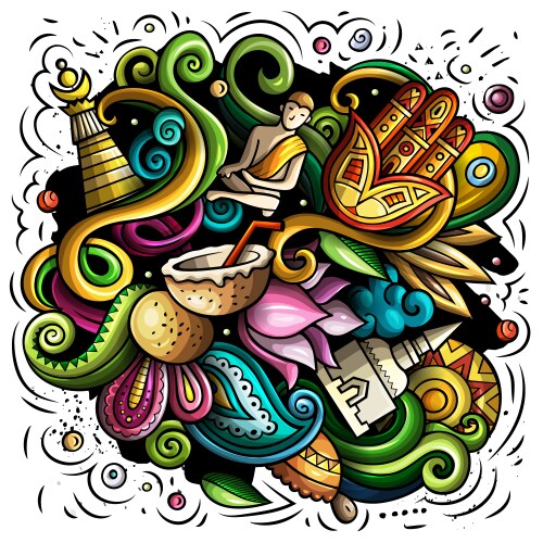 Cartoon cute doodles hand drawn india Royalty Free Vector