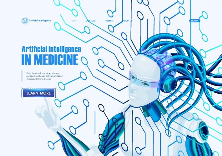 Artificial intelligence landing page isometric Vector Image Artificial intelligence landing page isometric Vector Image