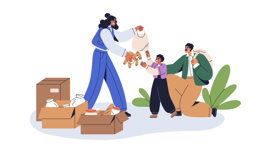 Donation charity concept volunteers donating Vector Image