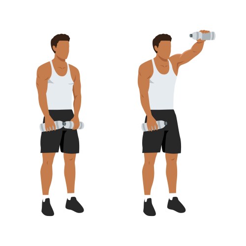 Man doing dumbbell front raise exercise Royalty Free Vector Man doing dumbbell front raise exercise Royalty Free Vector