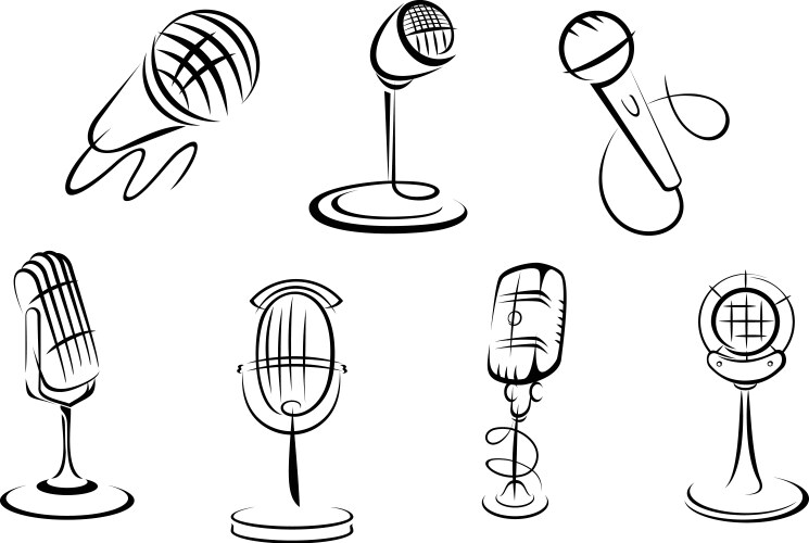 Vintage microphones Royalty Free Vector Image - VectorStock