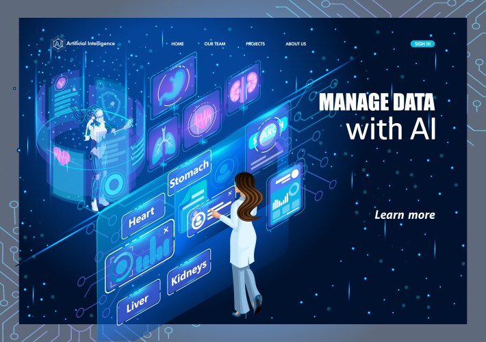 Artificial intelligence isometric megamind Vector Image