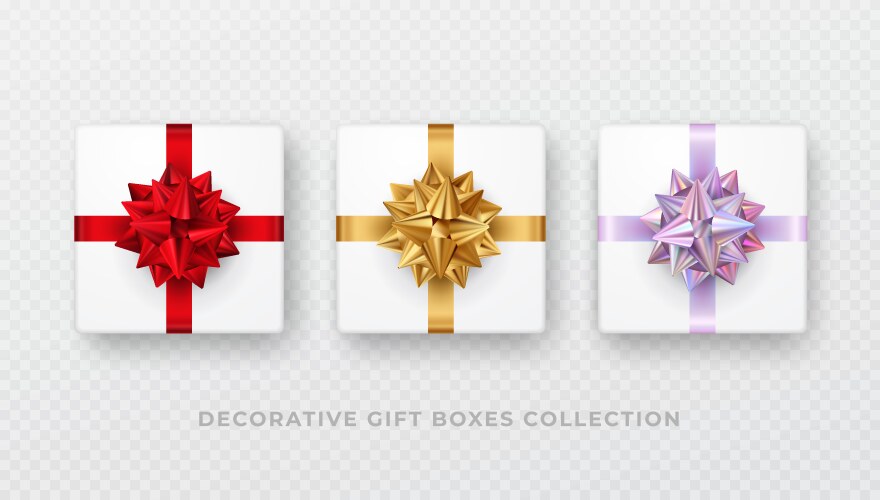 Decorative gift box with bow and ribbon isolated Vector Image