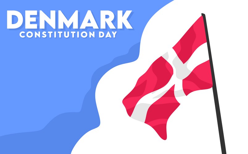 Denmark constitution day with flag Royalty Free Vector Image