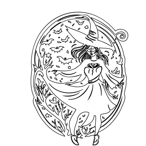 Witch halloween outline sketch Royalty Free Vector Image