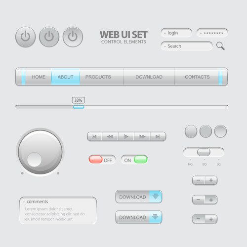Dark web ui elements Royalty Free Vector Image