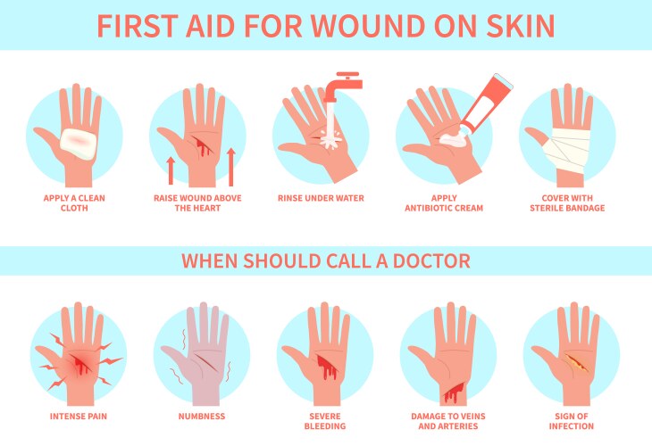 Wound skin treatment first emergency help Vector Image