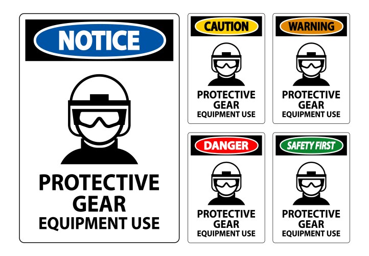 Safety gear required sign Royalty Free Vector Image