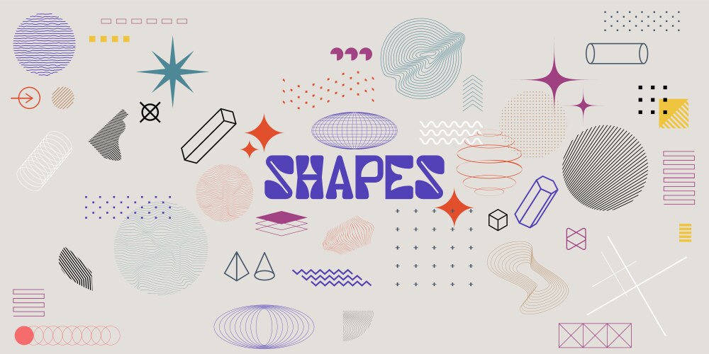 Maths geometric shapes cartoon with expressive Vector Image