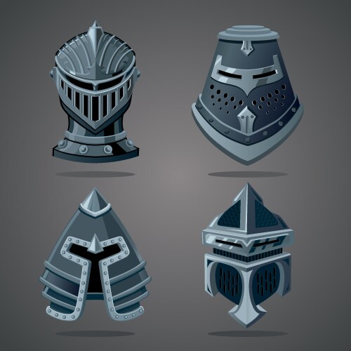 Antique poster with knight helmet cartoon Vector Image