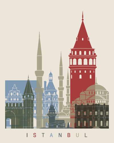 Landscape of the turkish city istanbul Royalty Free Vector