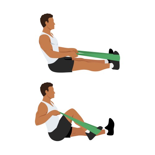 Man doing resistance band plantar flexion Vector Image