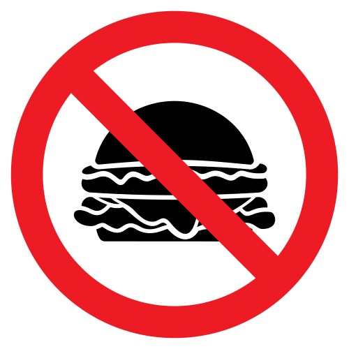 No food and drink allowed area symbol sign Vector Image