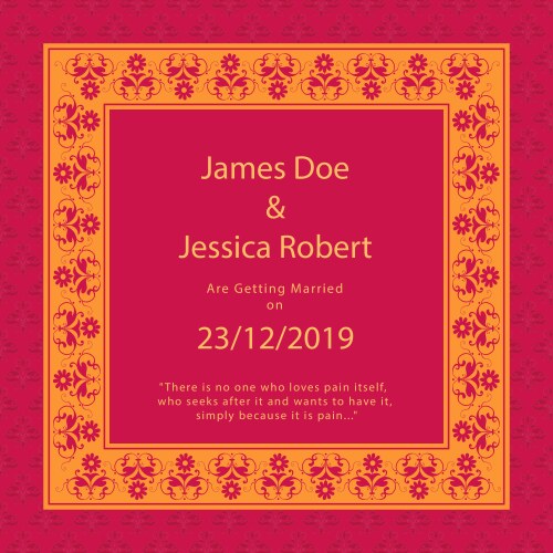 Royal wedding invitation card template Royalty Free Vector