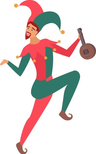 Colorful jester dancing joyfully costume Vector Image