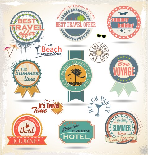 Retro beach labels and badges Royalty Free Vector Image