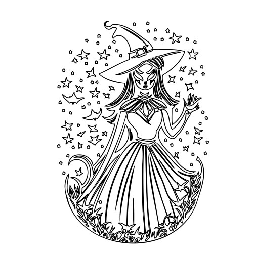 Witch halloween outline sketch Royalty Free Vector Image