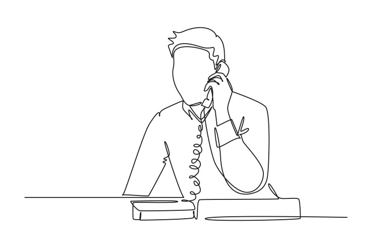 Continuous one line drawing young male manager Vector Image