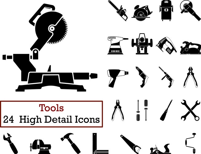 Toolbox with tools design elements Royalty Free Vector Image