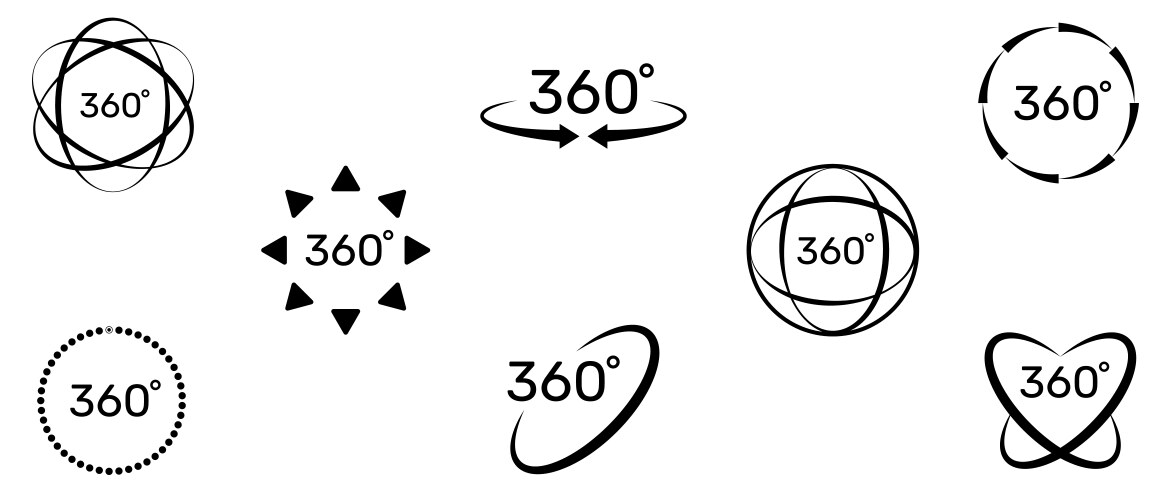 360 degree icon set symbol with arrow to indicate Vector Image