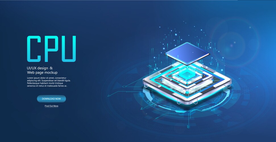 Isometric computer processor Royalty Free Vector Image