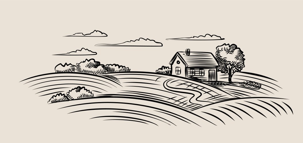 Woodcut kansas farm Royalty Free Vector Image - VectorStock
