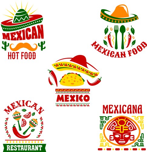 Hand drawn fast food logos and labels with modern Vector Image