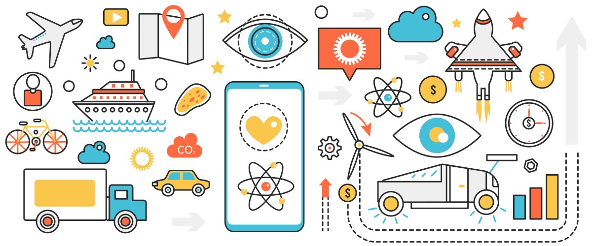 Opposite old and new Royalty Free Vector Image