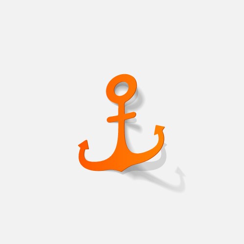 Realistic paper sticker anchor Royalty Free Vector Image