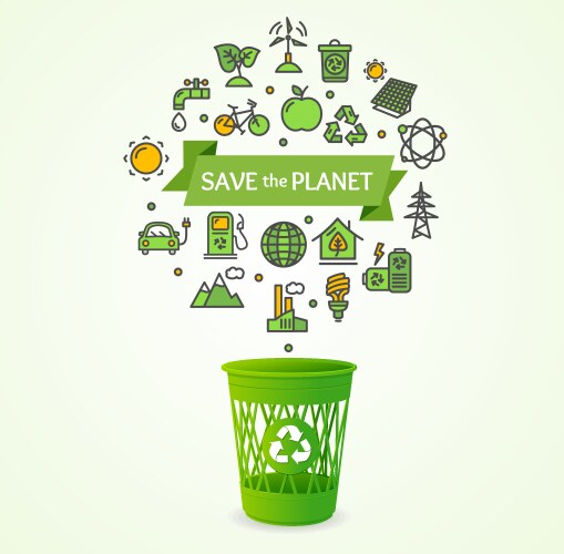 Garbage bin with metal waste recycling Royalty Free Vector