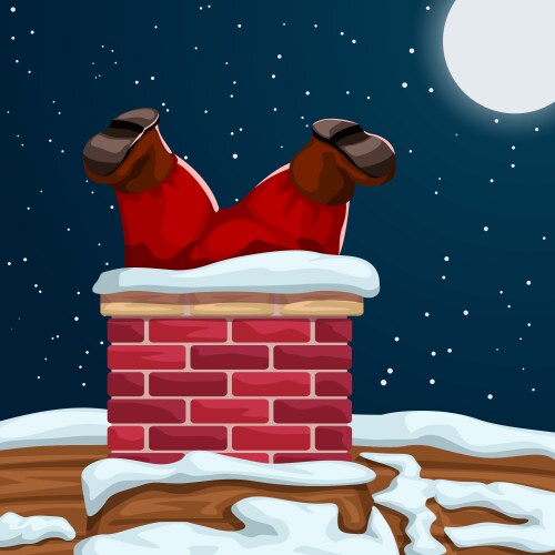 Santa claus stuck in the chimney Royalty Free Vector Image