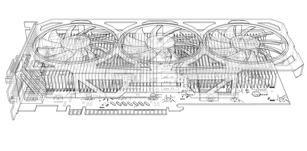 Gpu card outline Royalty Free Vector Image - VectorStock