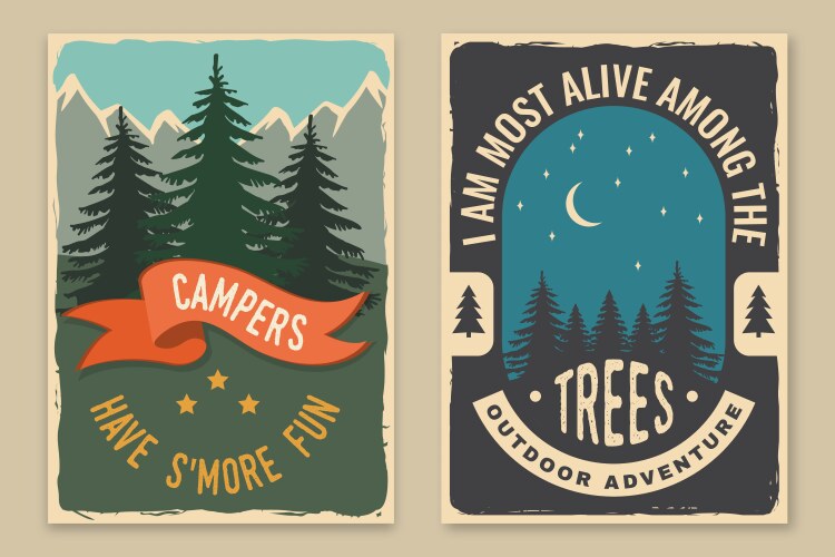 Set of camping retro posters Royalty Free Vector Image