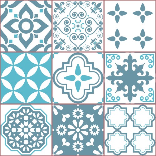 Moroccan azulejo tile patterns majolica ornament Vector Image