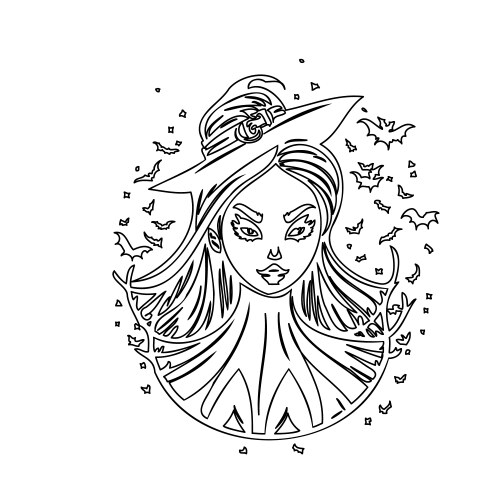 Witch halloween outline sketch Royalty Free Vector Image