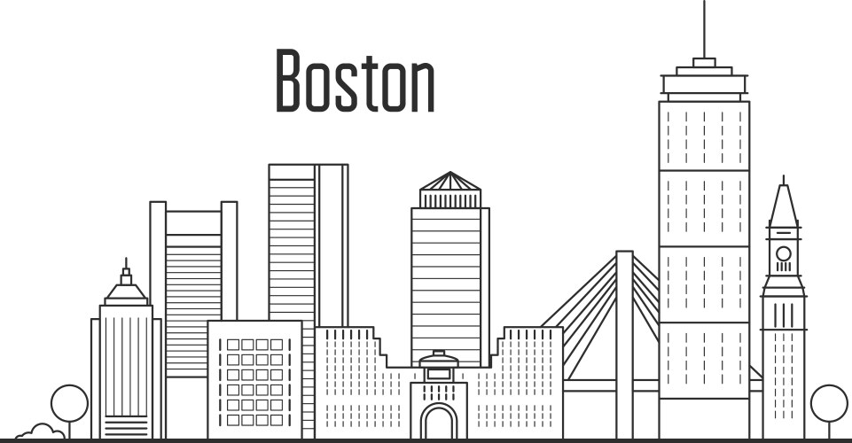 Boston Skyline Silhouette Royalty Free
