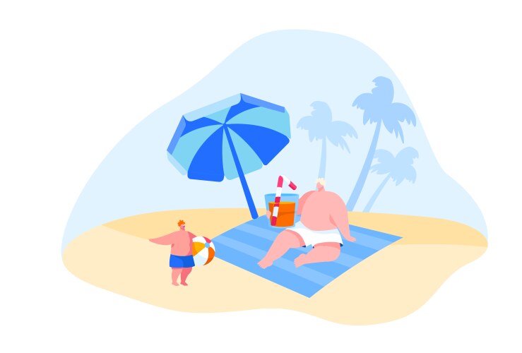 Cartoon vacation with family Royalty Free Vector Image