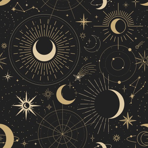 Space esoteric composition sun moon Royalty Free Vector