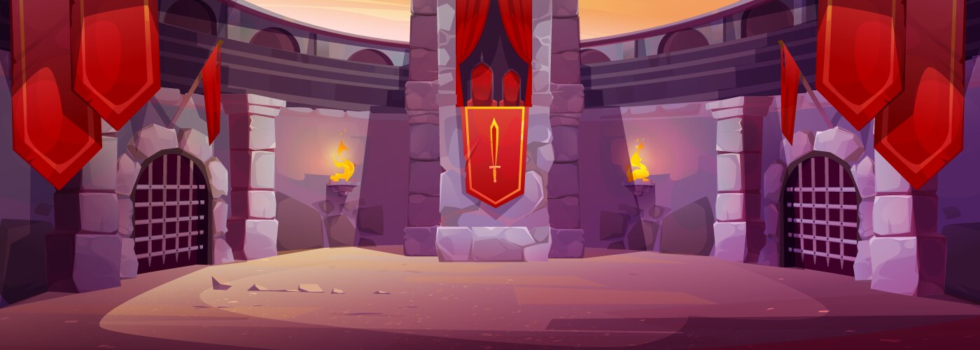 Old roman gladiator duels arena cartoon Royalty Free Vector