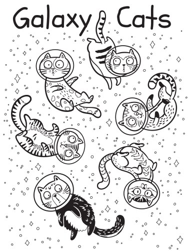 Print with cats in space Royalty Free Vector Image