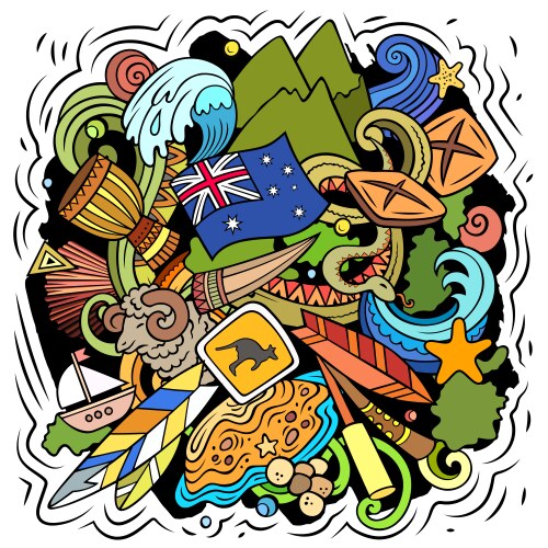 Australia cartoon doodle Royalty Free Vector Image